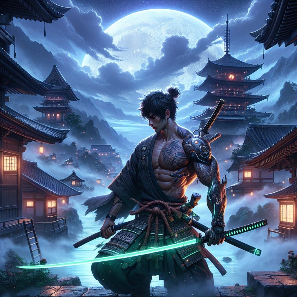 Neon Samurai - AI Generated Artwork - NightCafe Creator