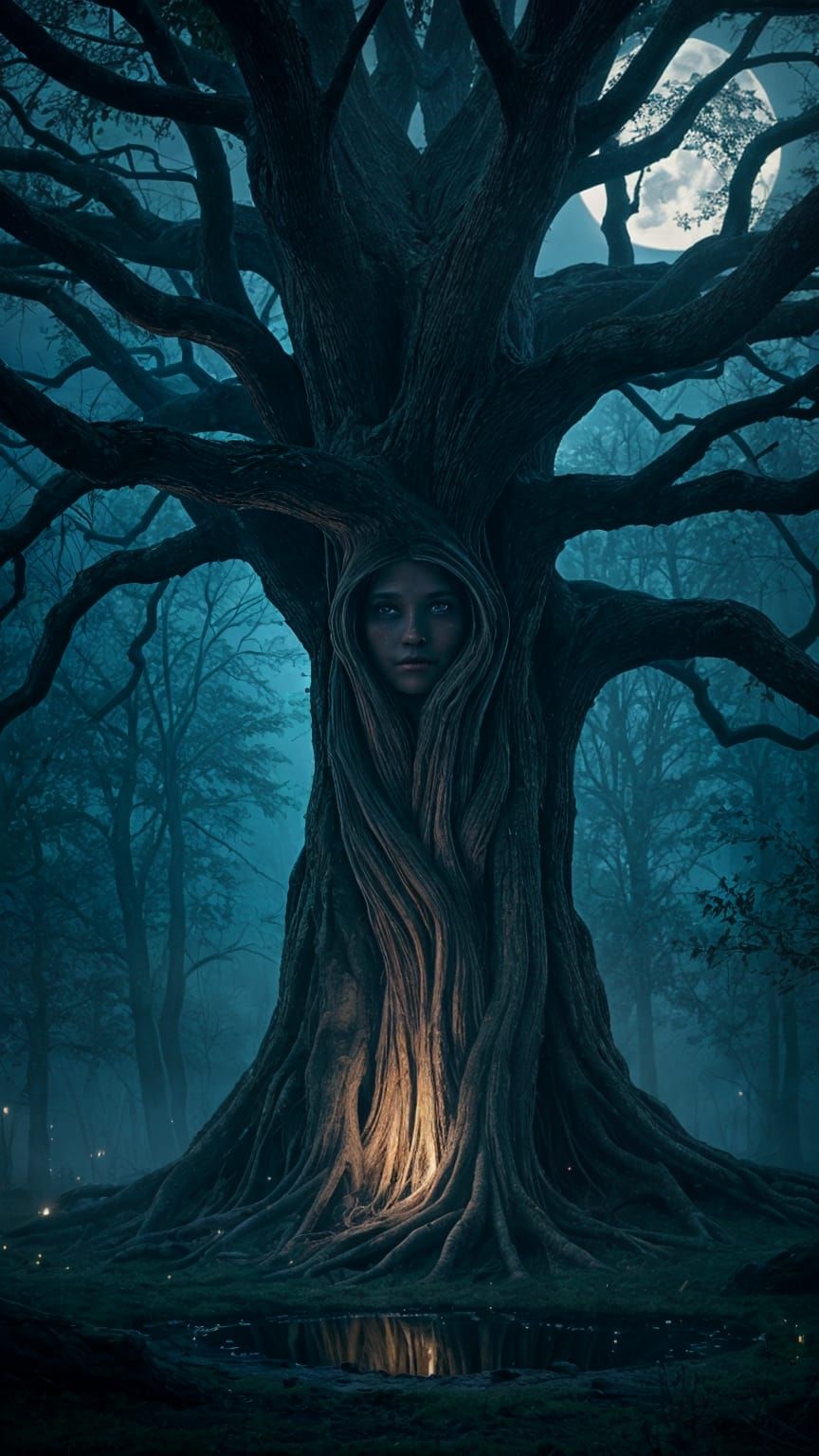 Ancient Tree - Ancient Tree Spirit in Enchanted Forest