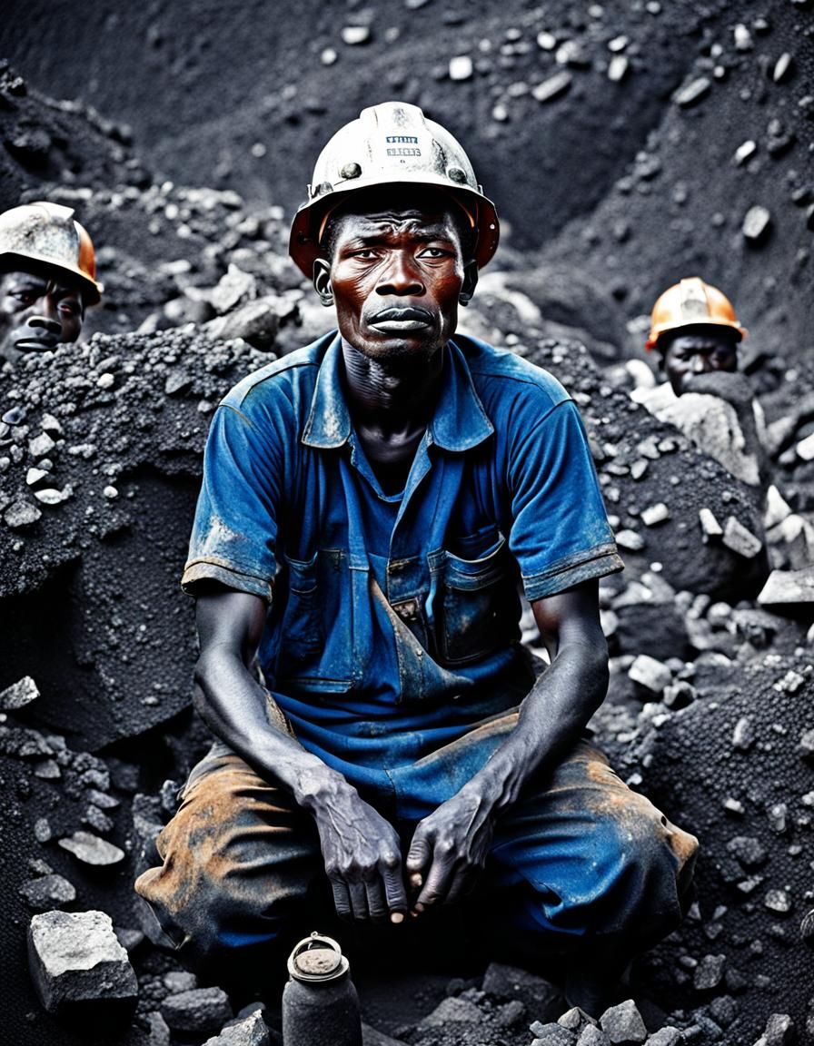 A tired mining worker, photograph by Samuel Fosso - AI Generated ...