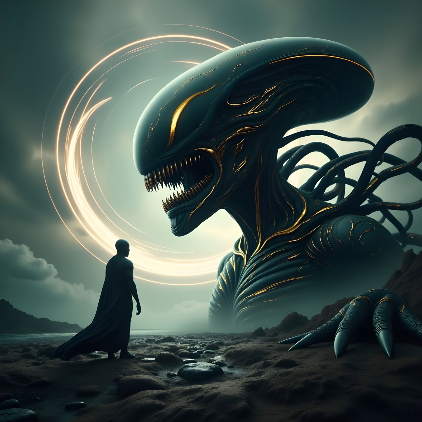 Double exposure: Xenomorp... - AI Art