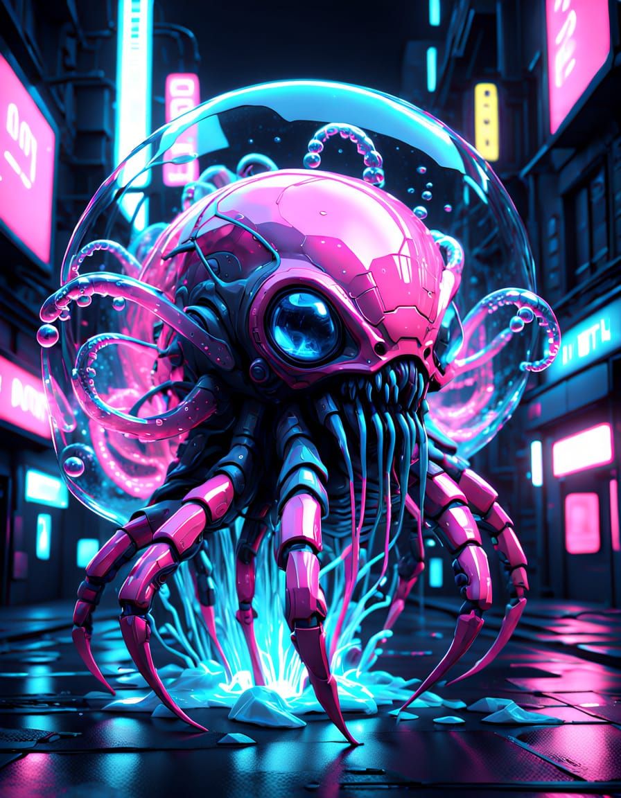 Bubblegum Invading Alien - Translucent Alien Invasion in Neo...