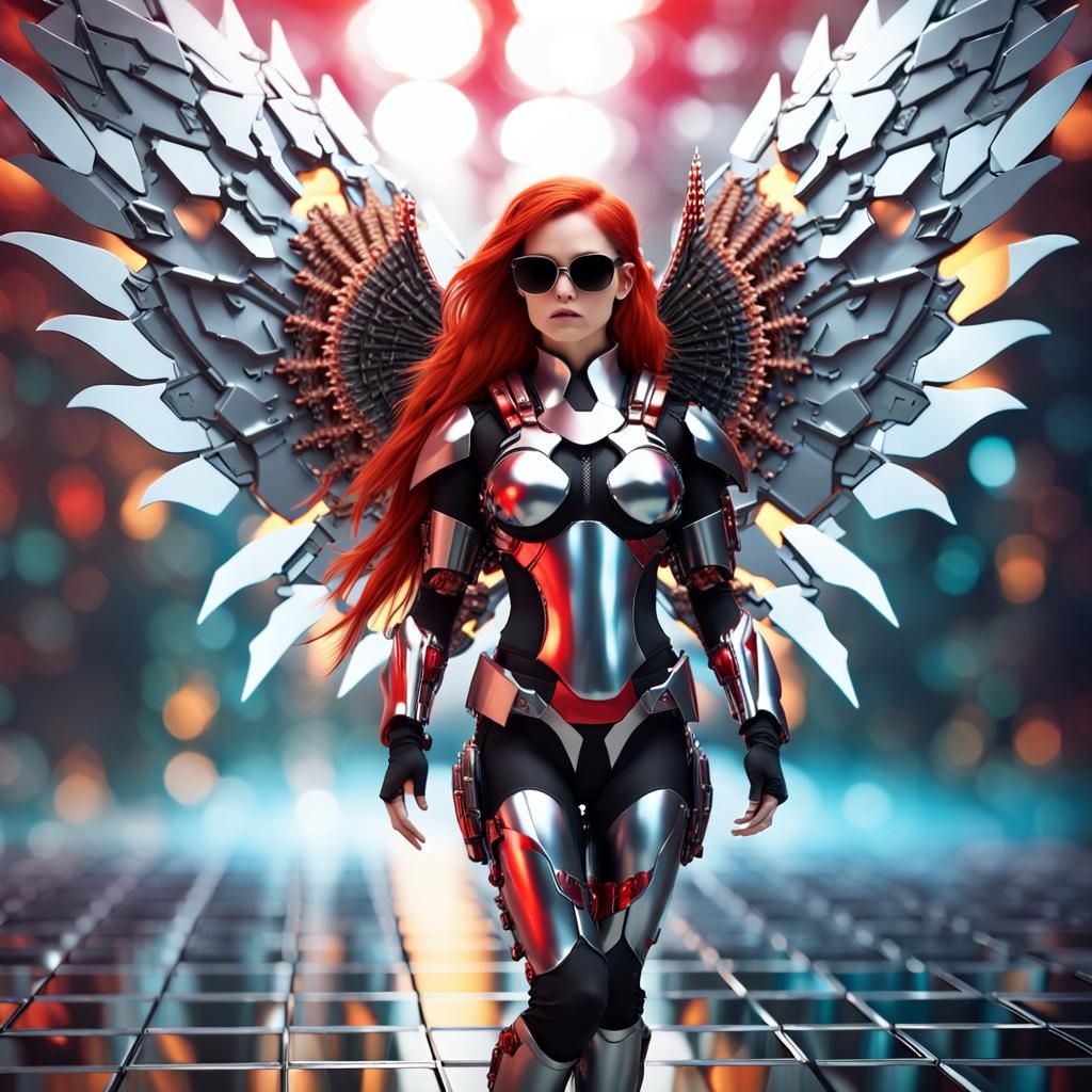 Red Data Angel - AI Generated Artwork - NightCafe Creator