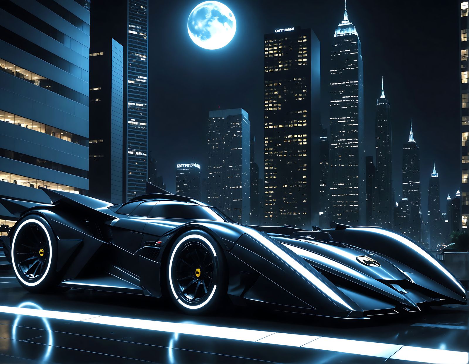 Cyberpunk Inspired Futuristic Batmobile in Gotham ... - AI Art