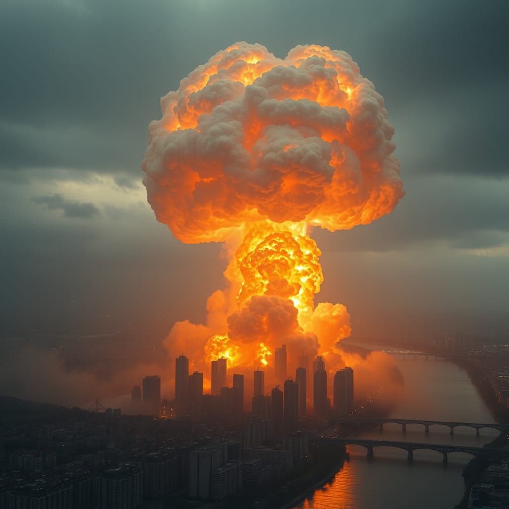 Apocalyptic Disaster Scene in Vibrant Orange-Red a... - AI Art