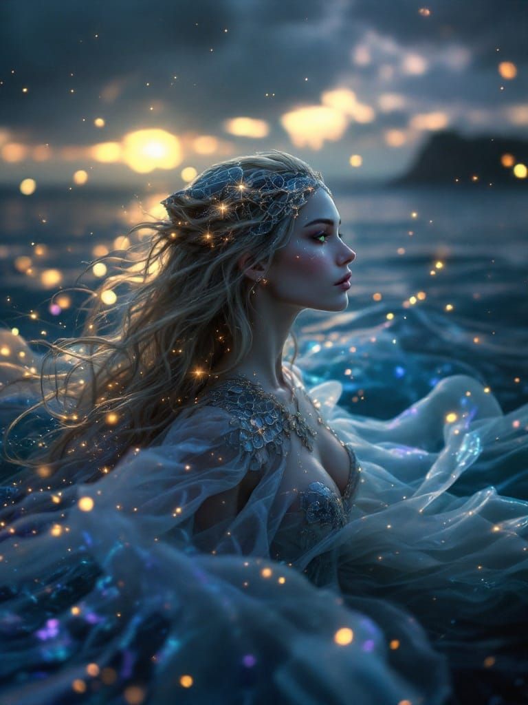 Water spirit - Ethereal Turtle Goddess Emerges from Oceanic ...