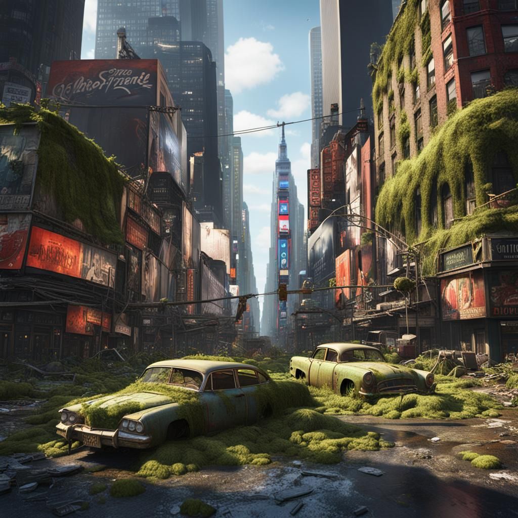 Abandoned Times Square - AI Generated Artwork - NightCafe Creator