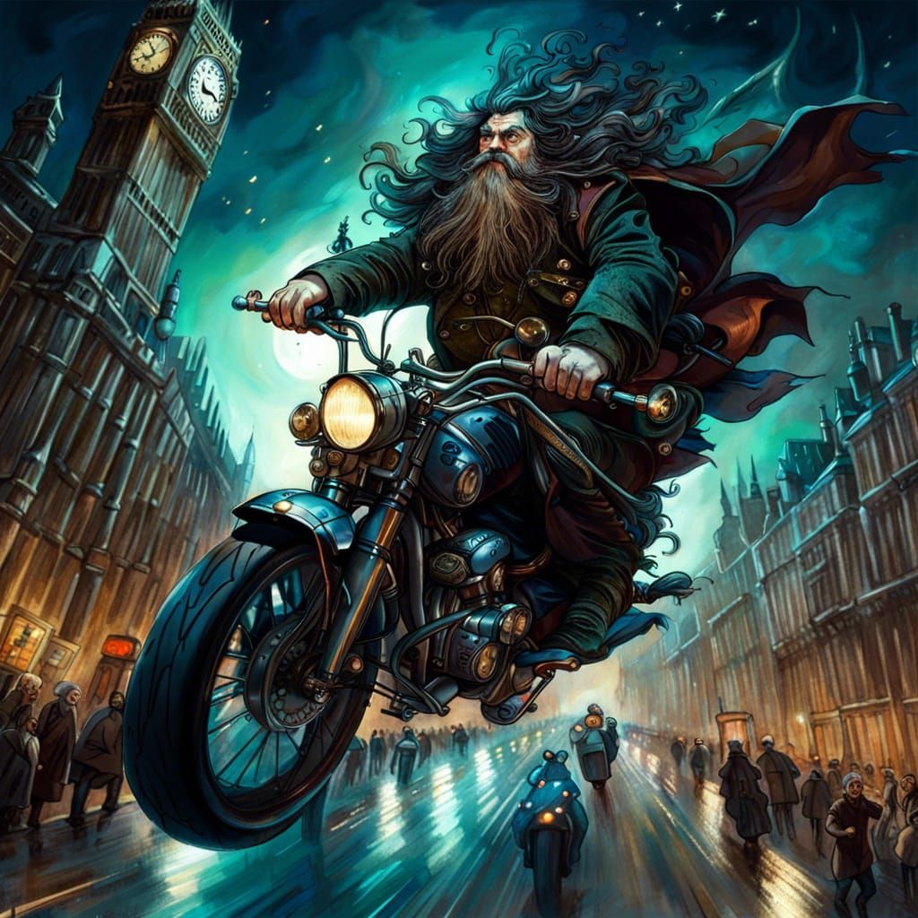 hagrid motorcycle - AI Generated Artwork - NightCafe Creator