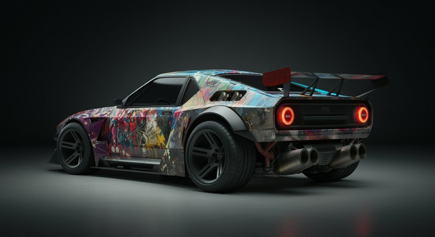 Cyberpunk British Motoring Concept Car in Dramatic... - AI Art