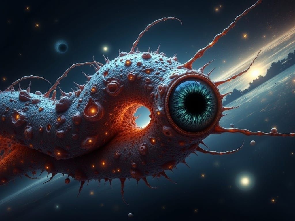 gigantic space worm landing on earth