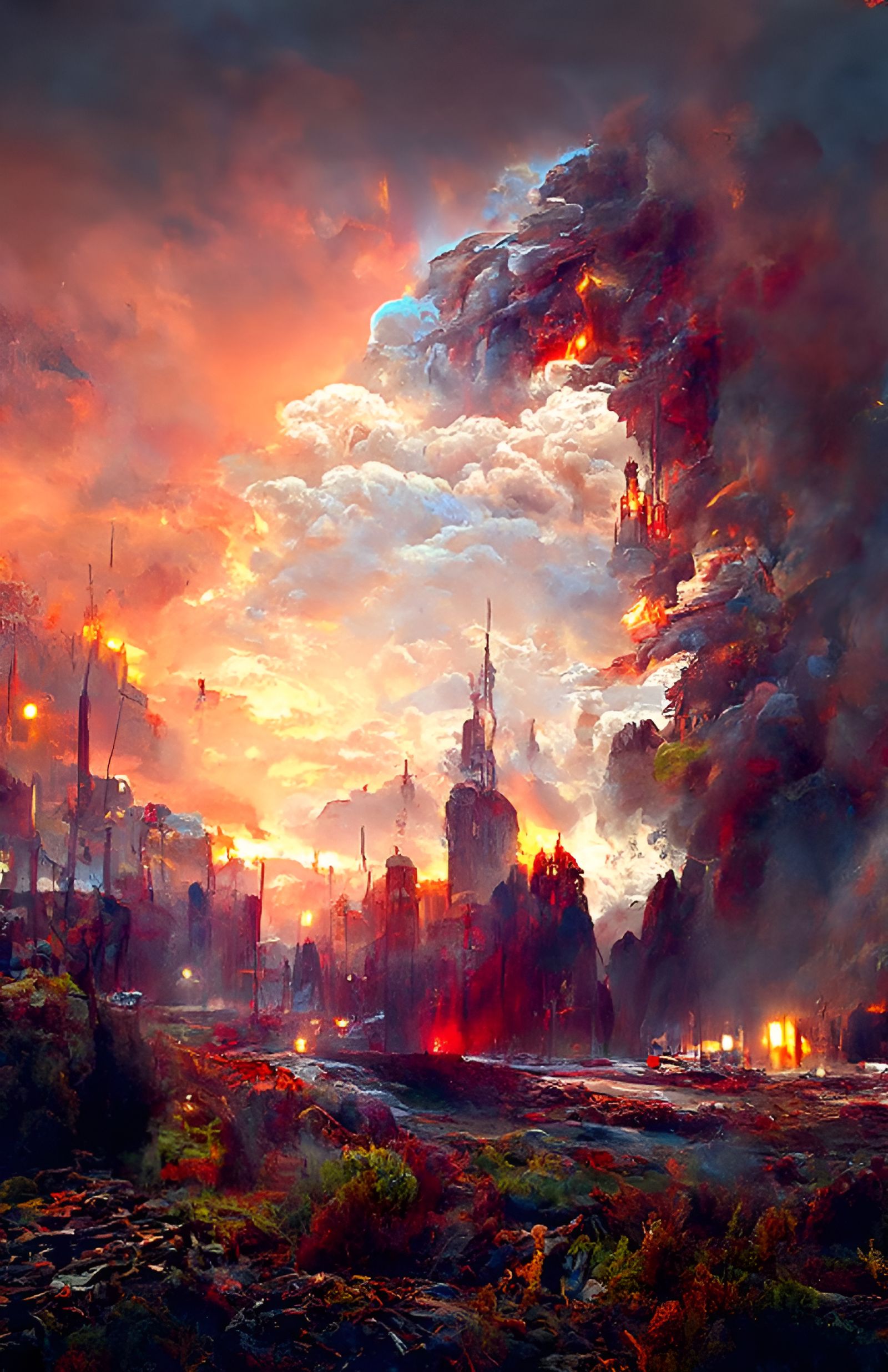 Raging City Fire... 01 - AI Generated Artwork - NightCafe Creator