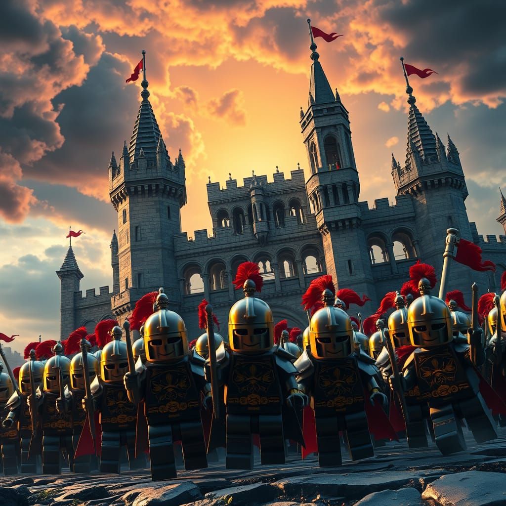 Lego Knights Charge into a Medieval Castle - AI Art