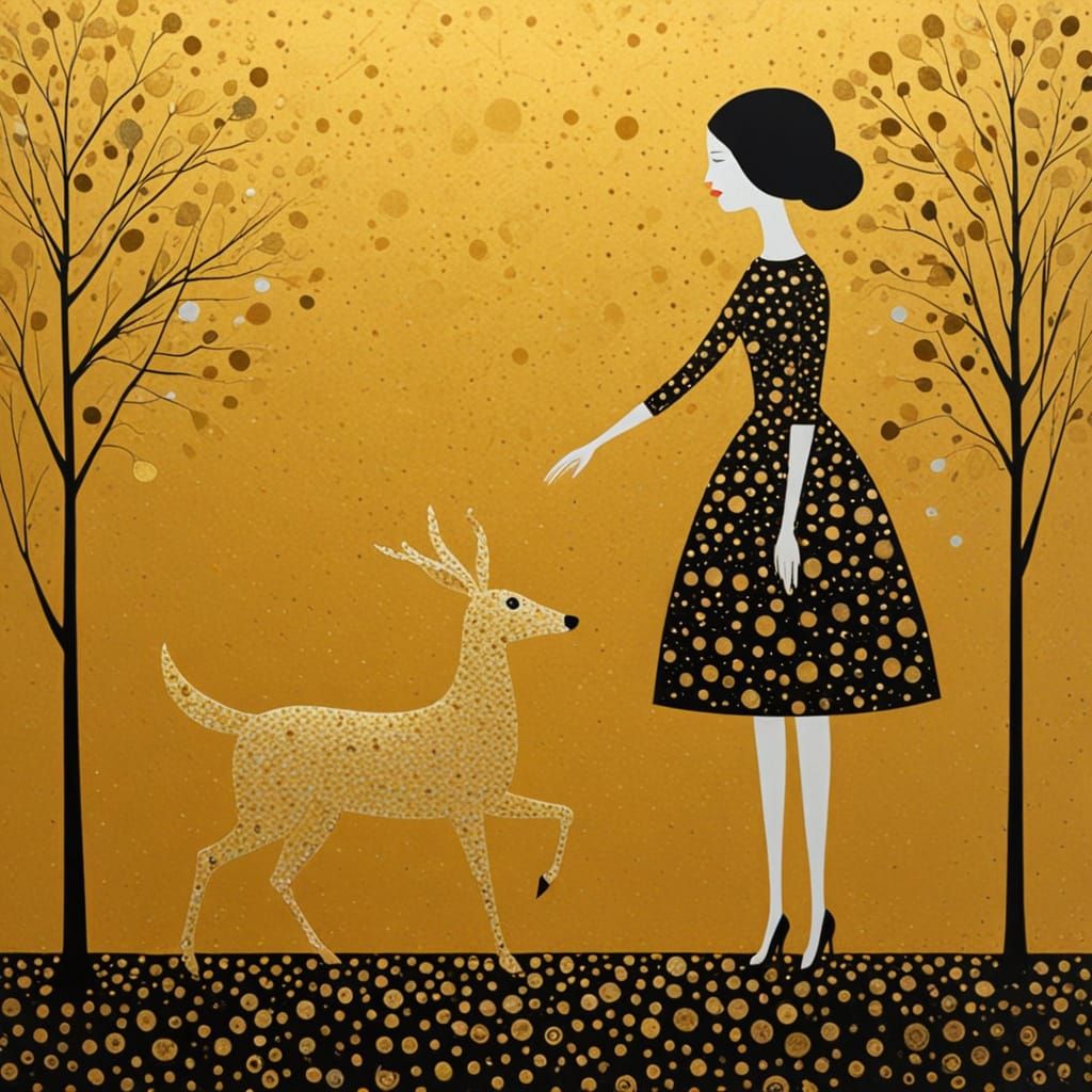 Abstract Expressionist Gold Art Piece - AI Art