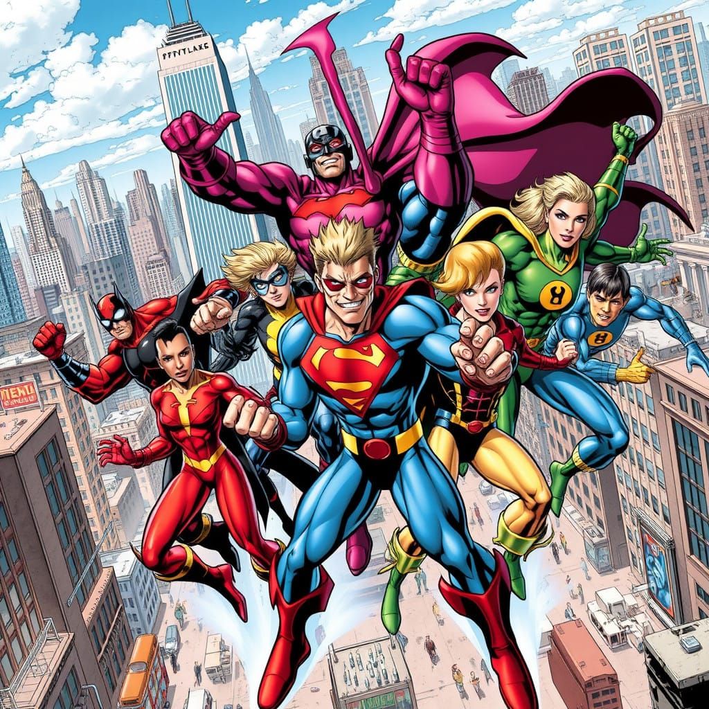 Legends United - Classic Comic Book Heroes Unite in Vibrant ...