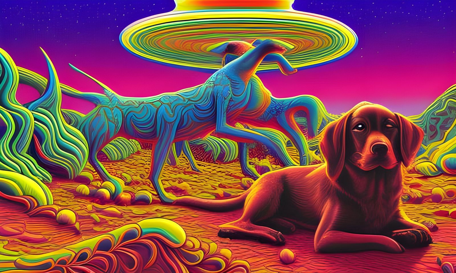 psychedelic dogs - AI Generated Artwork - NightCafe Creator
