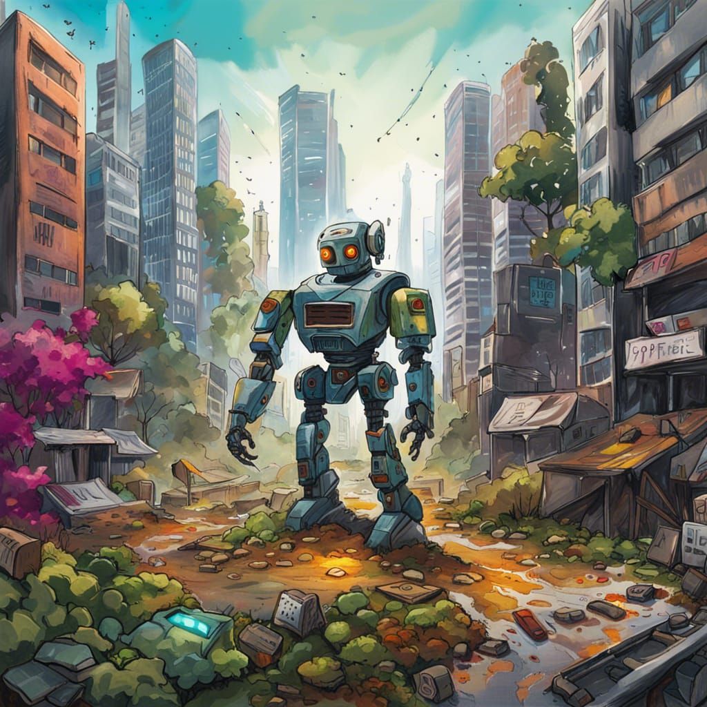 Robot Dystopia - AI Generated Artwork - NightCafe Creator