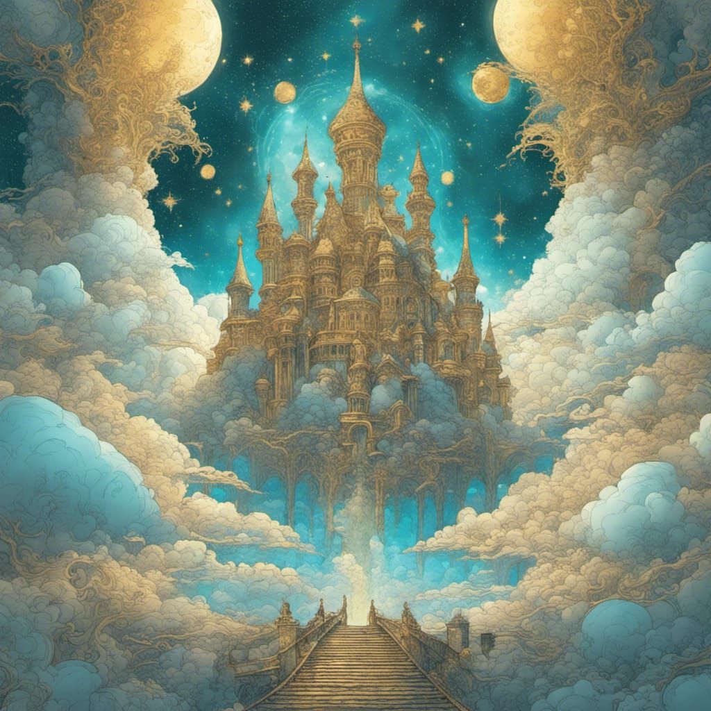 celestial castle on clouds #2 - AI Generated Artwork - NightCafe Creator
