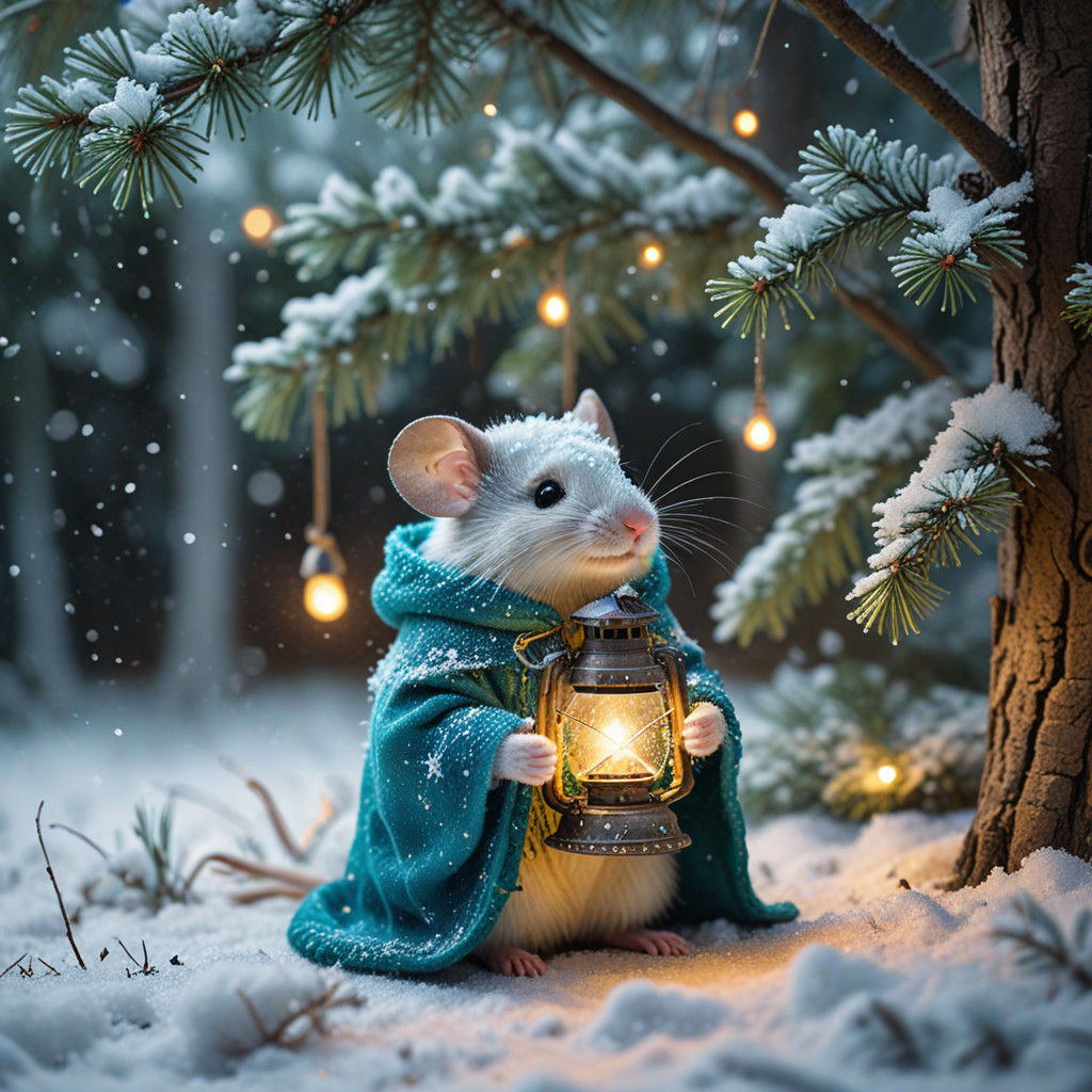 Lighting the way for Christmas - Whimsical Mouse Sits Under ...