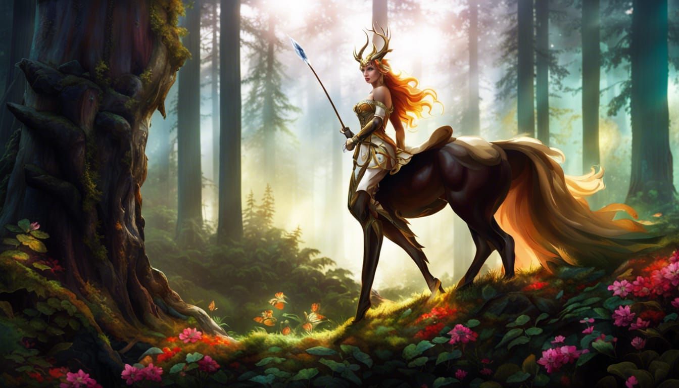Female Centaur in the forest. - AI Generated Artwork - NightCafe Creator