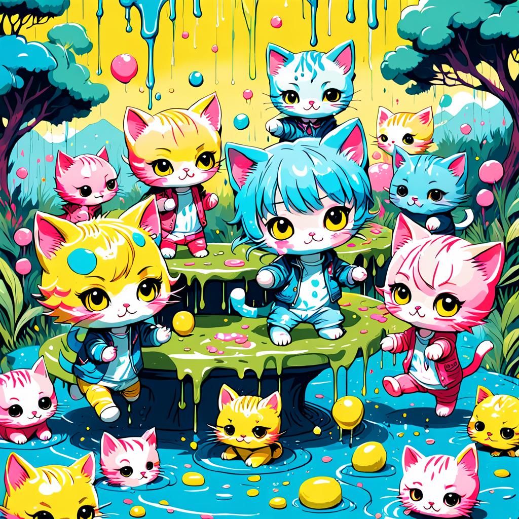 Chibi kittens pop art - AI Generated Artwork - NightCafe Creator