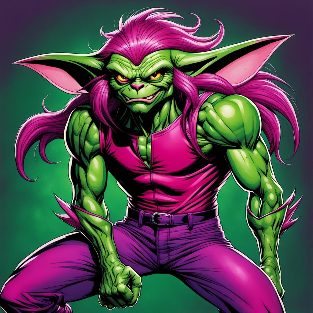 deep pink gremlin with green pants - AI Generated Artwork - NightCafe ...