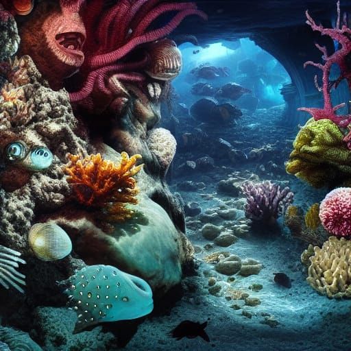 Under the ocean with alien marine life - AI Generated Artwork ...