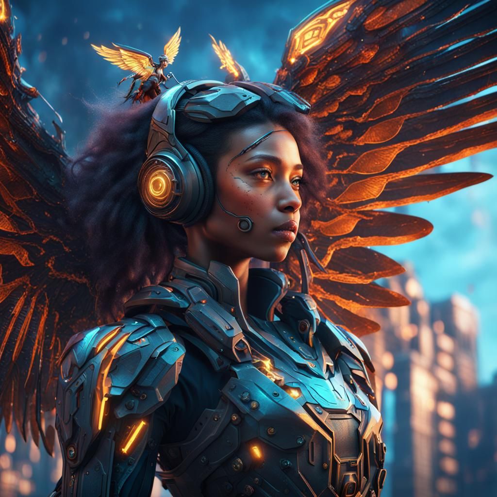 girl cyber wings - AI Generated Artwork - NightCafe Creator
