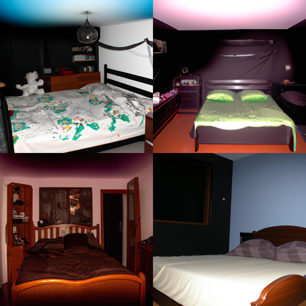 Dreamcore dark room, photo taken in the dark with flash, a bedroom liminal space - AI Generated ...