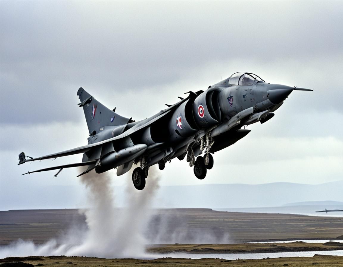 Top Gun Harrier Jump Jet in the Falklands Isles - AI Generated Artwork ...