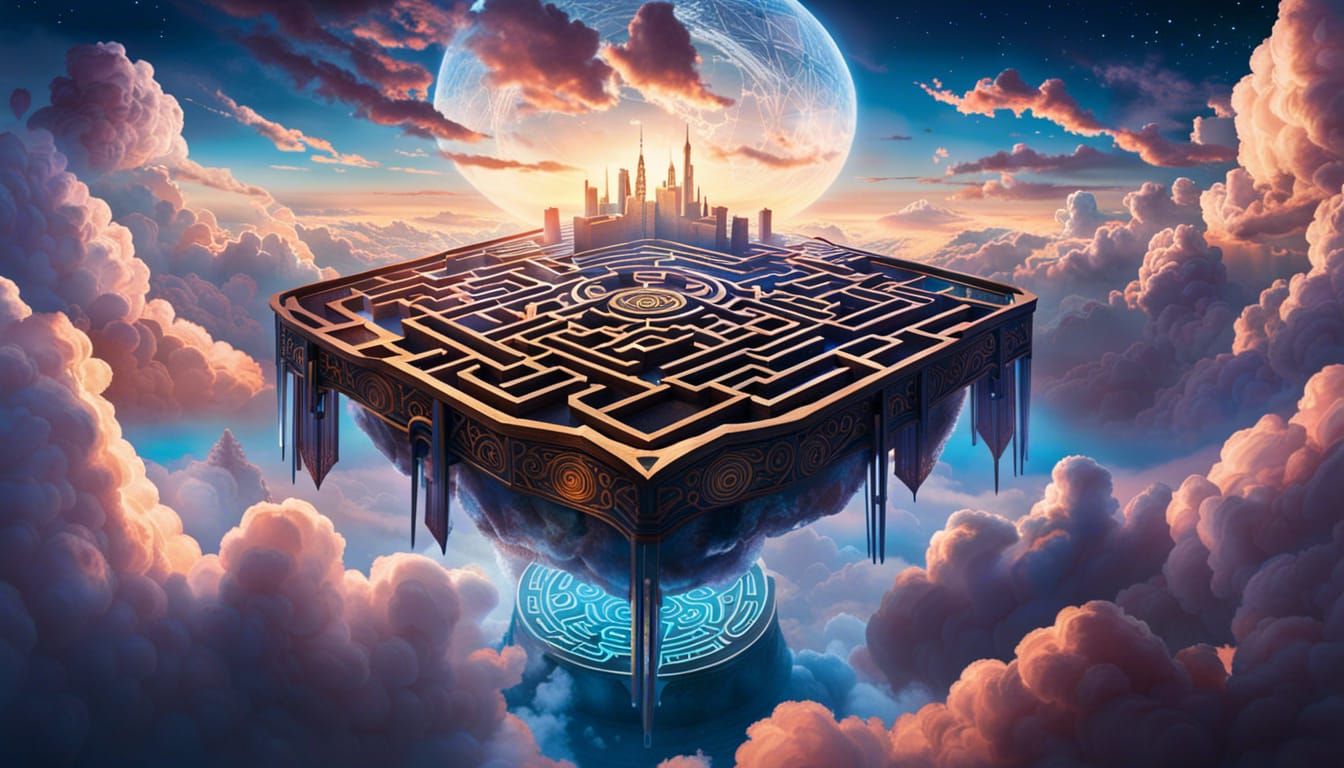 Magical Floating Labyrinth - AI Generated Artwork - NightCafe Creator