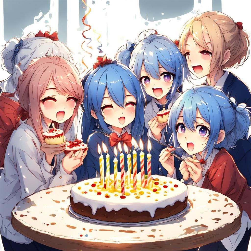 Anime Birthday Party - AI Generated Artwork - NightCafe Creator