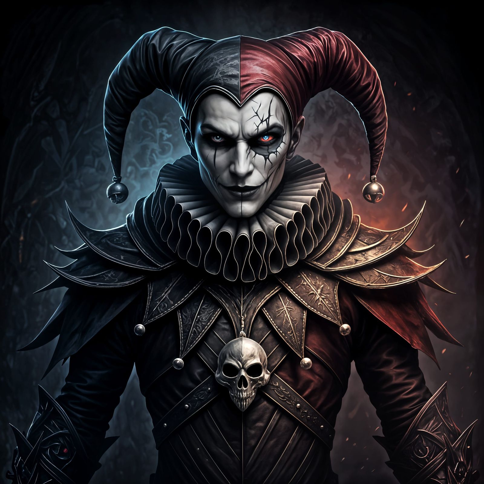 Fractured Laughter - Gothic Jester in Dark Eerie Setting