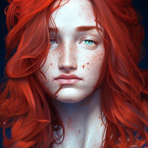 Red Woman - Ethereal Red Beauty in Vibrant Triadic Hues