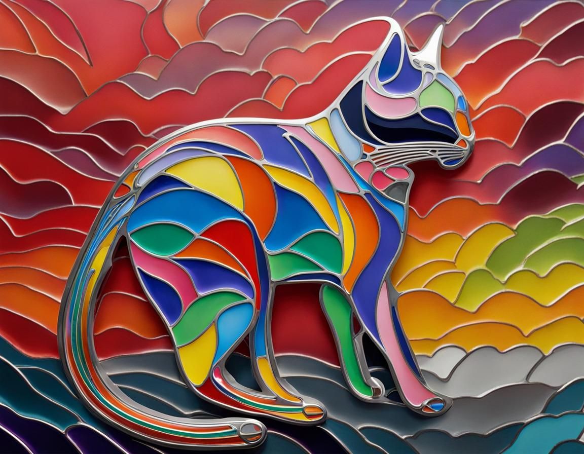 Metal and enamel cat - AI Generated Artwork - NightCafe Creator