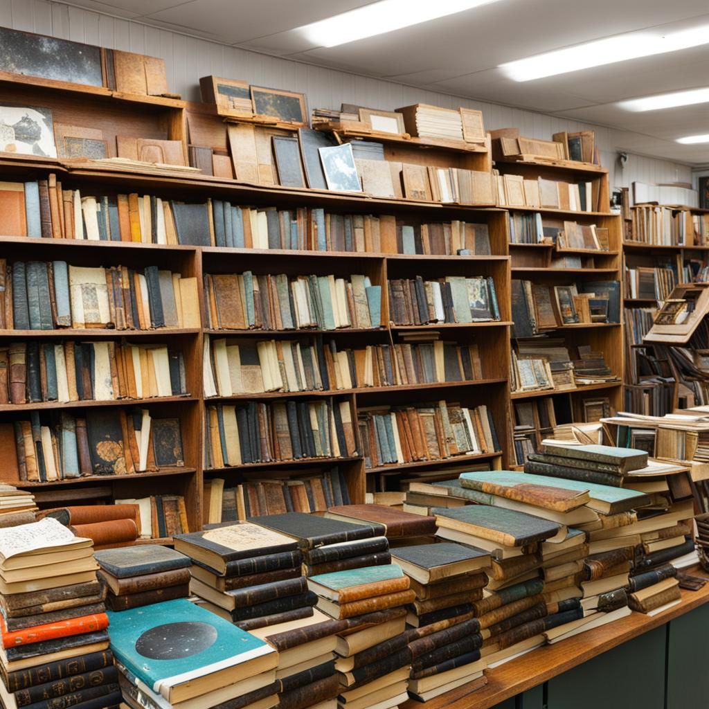 Op shop with 1970's books on Space Pirates - AI Generated Artwork ...