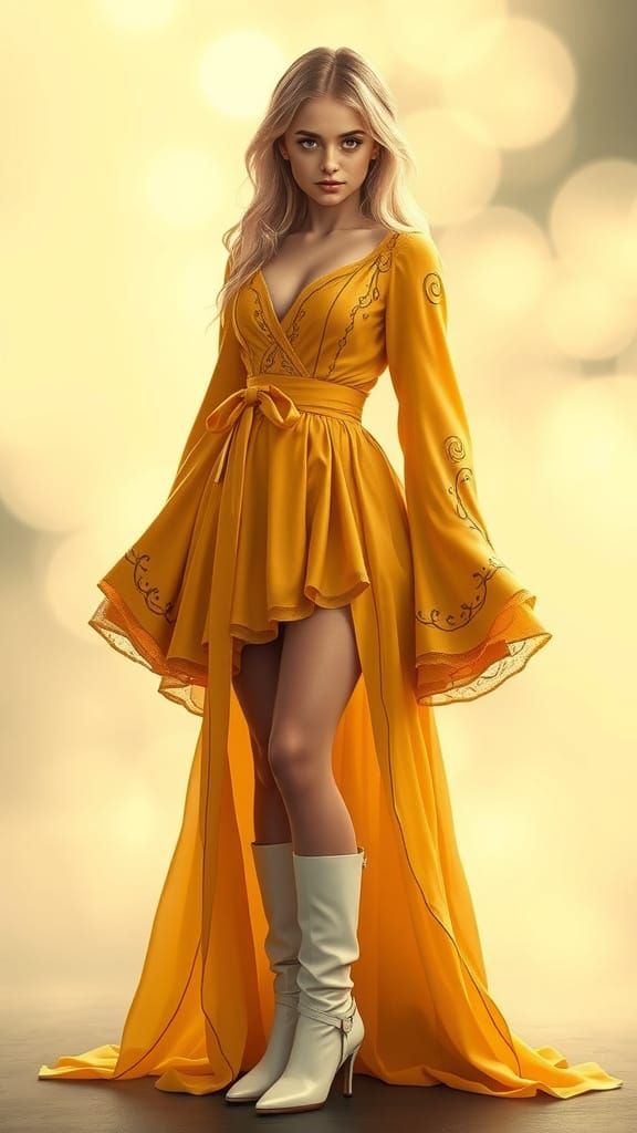 Lady In Yellow. - Ethereal Lady in Golden Gown