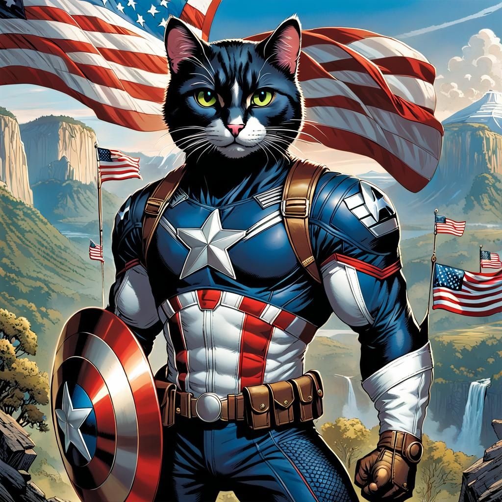 Captain Ameri-Cat - AI Generated Artwork - NightCafe Creator
