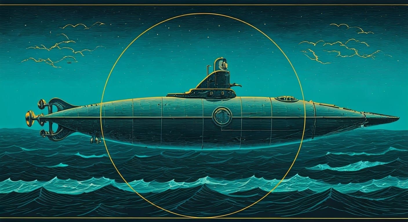 Captain Nemo in the Golden Ratio Nautilus - AI Art