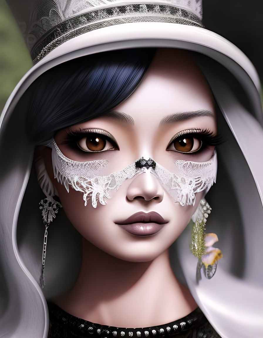 cute girl in lace mask - AI Generated Artwork - NightCafe Creator