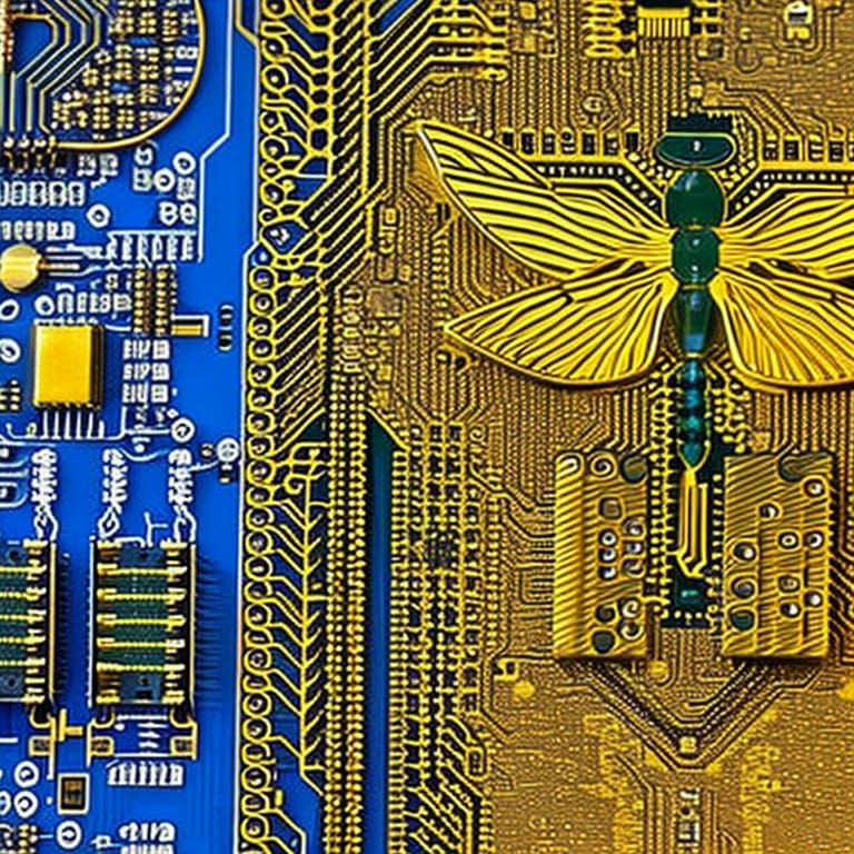 Intricate motherboard circuitry with a chipset with Dragonfly!! Drawn ...