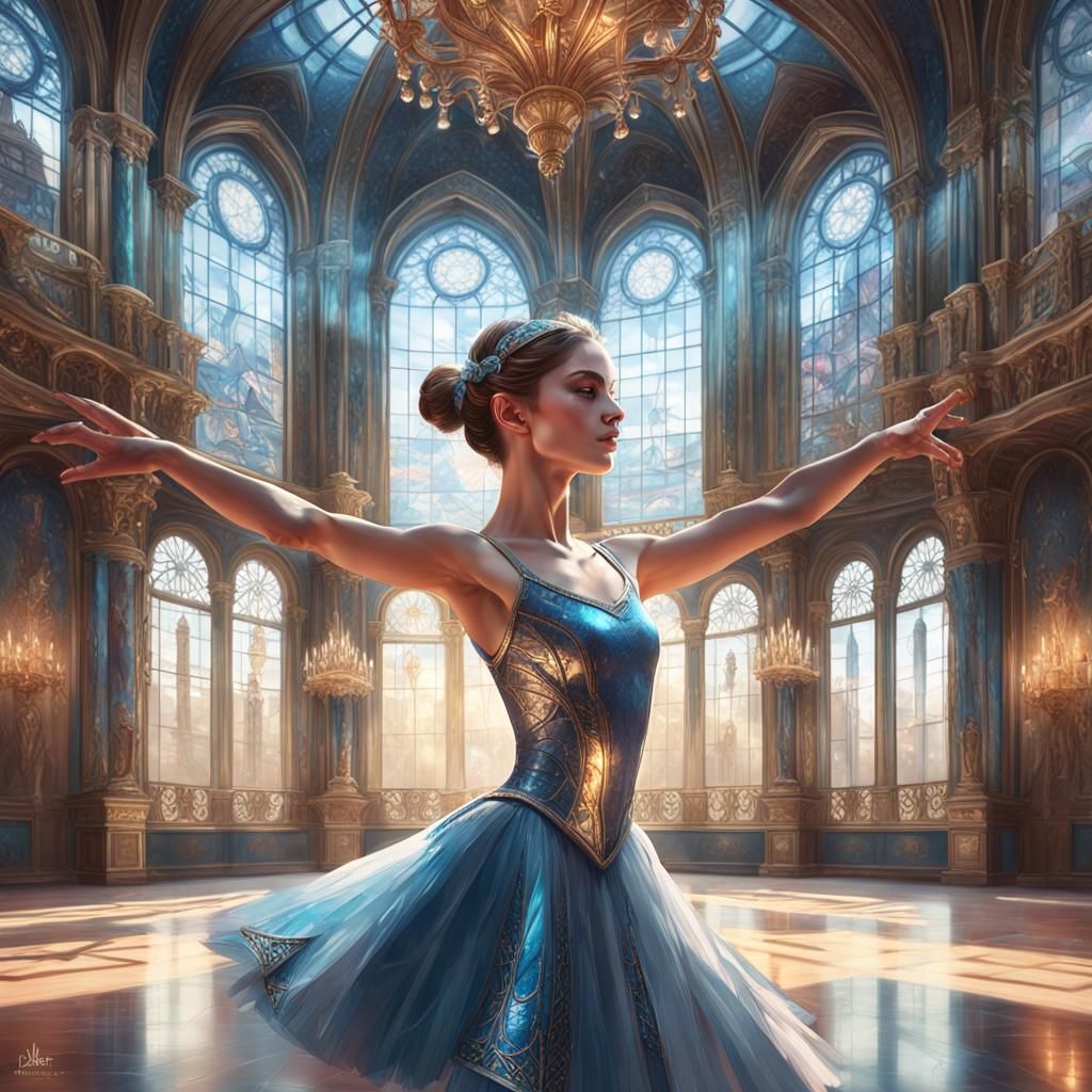 A ballerina dancing in a beautiful castle in a hall of mirrors. - AI ...