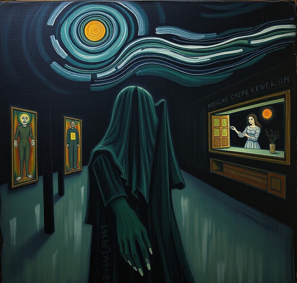 Expressionist Dark Landscape with Twisted Trees - AI Art