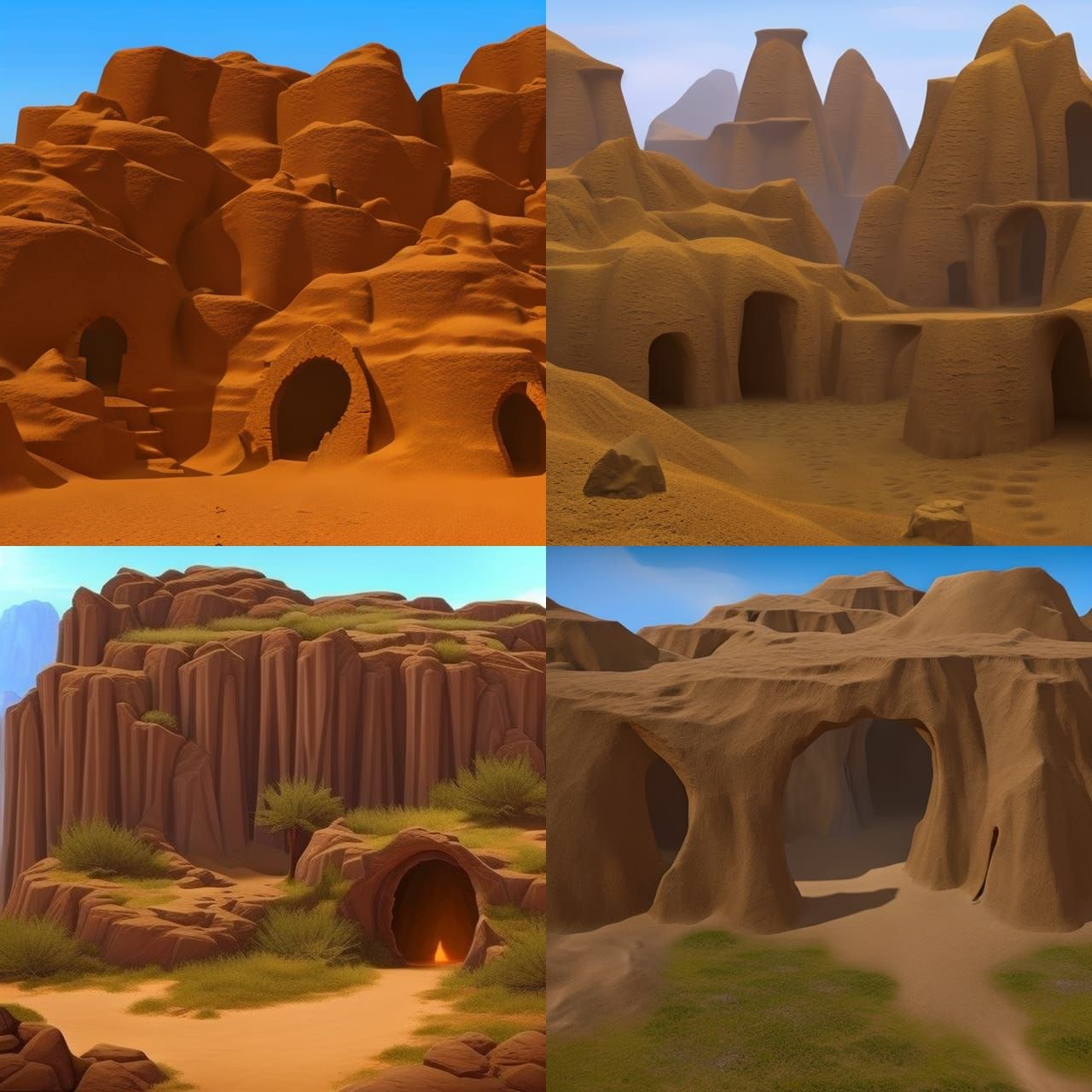 large cave entrance in a desert hillside fantasy D&D style - AI ...