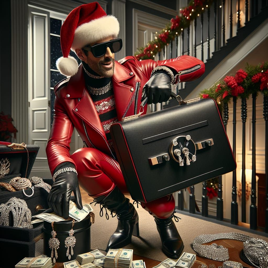 Glamorous Christmas Heist in Cyberpunk Style - AI Art