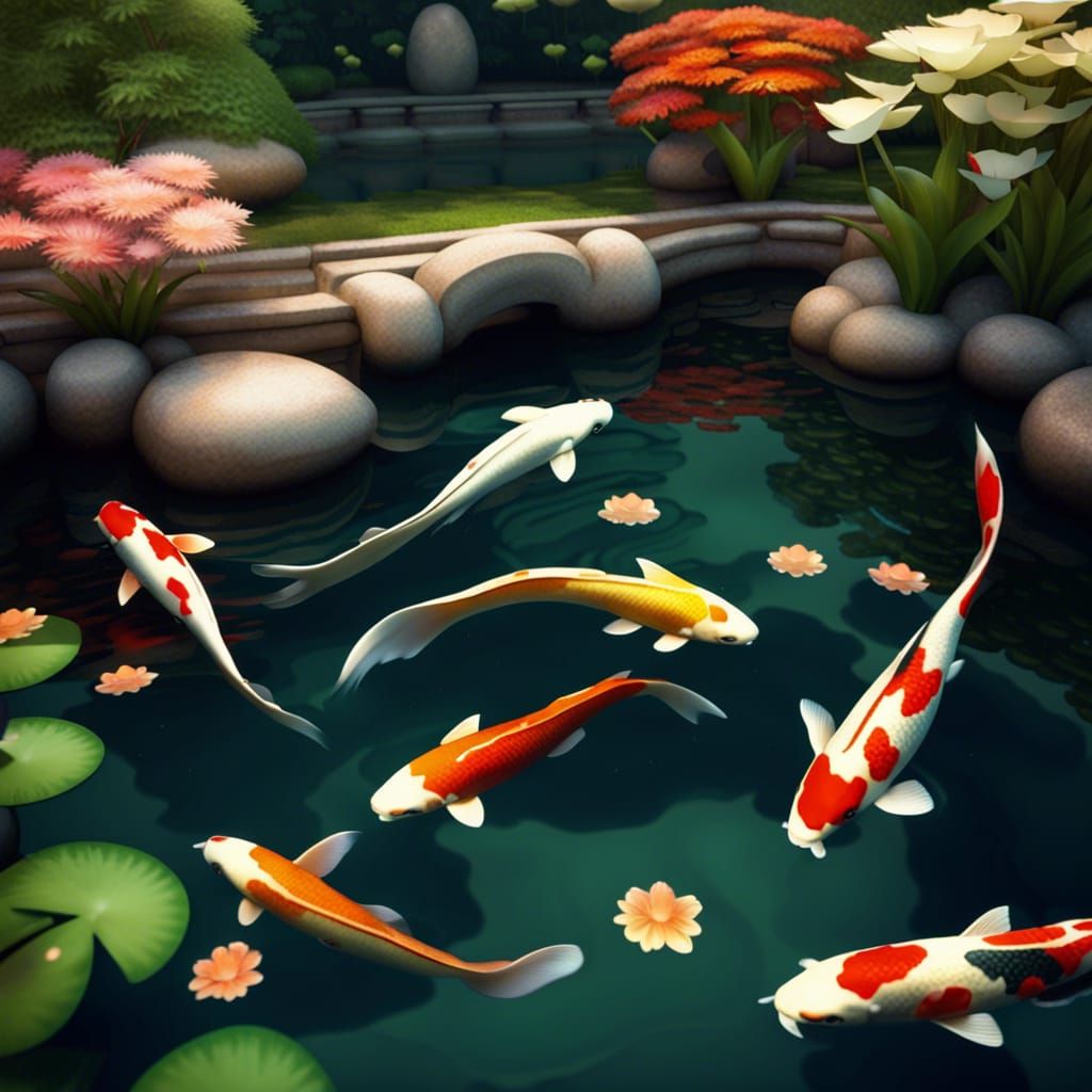 Koi Pond - AI Generated Artwork - NightCafe Creator
