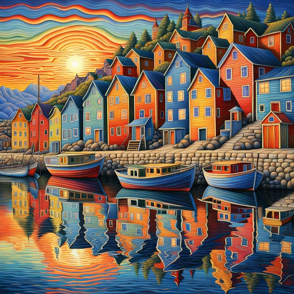Seaside village with plaid patterns - AI Generated Artwork - NightCafe ...