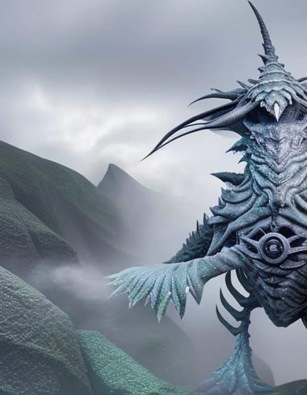 weird monster in mountains - AI Generated Artwork - NightCafe Creator