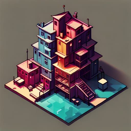 Isometric house - AI Generated Artwork - NightCafe Creator