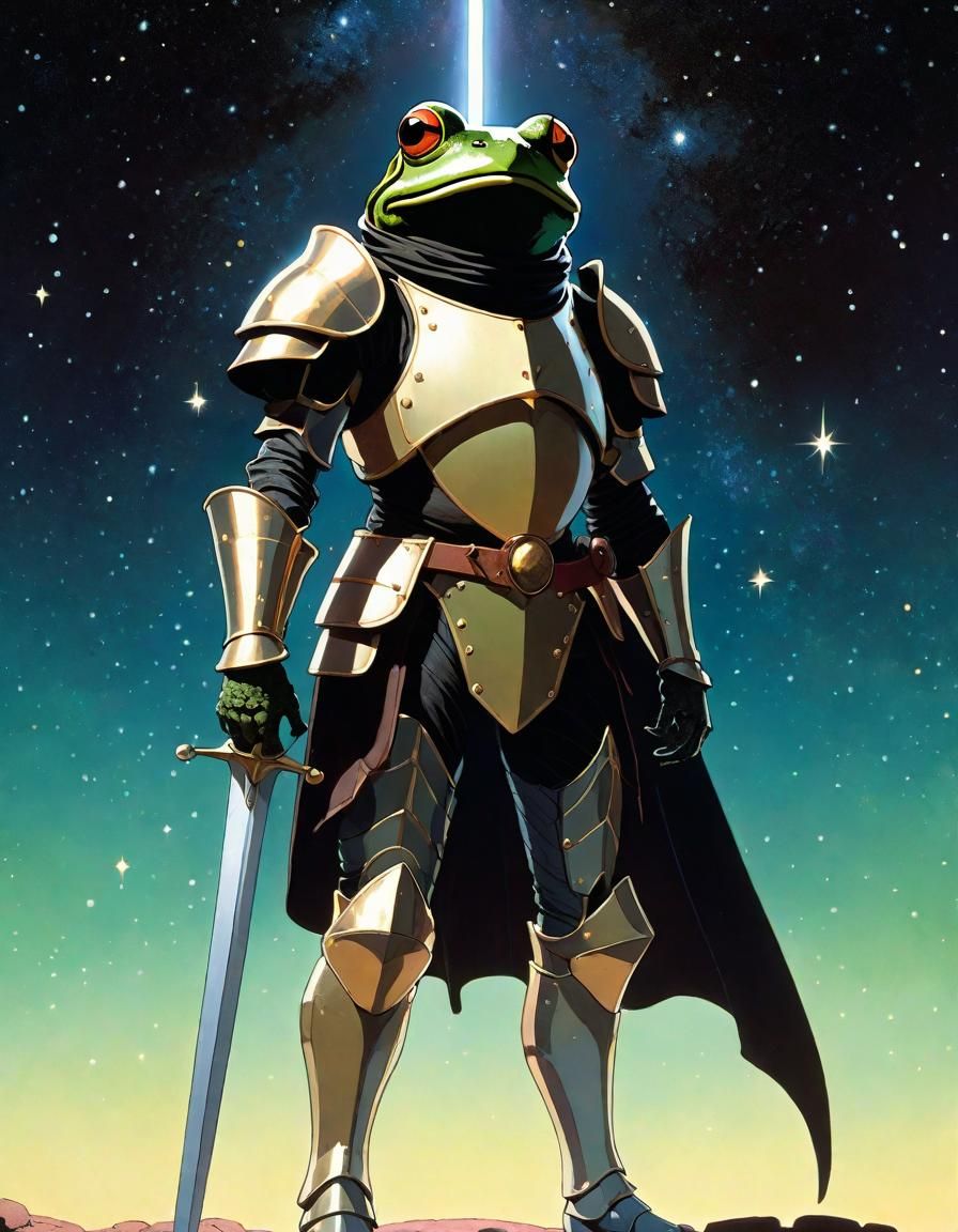A celestial cartoony anime frog knight - AI Generated Artwork ...