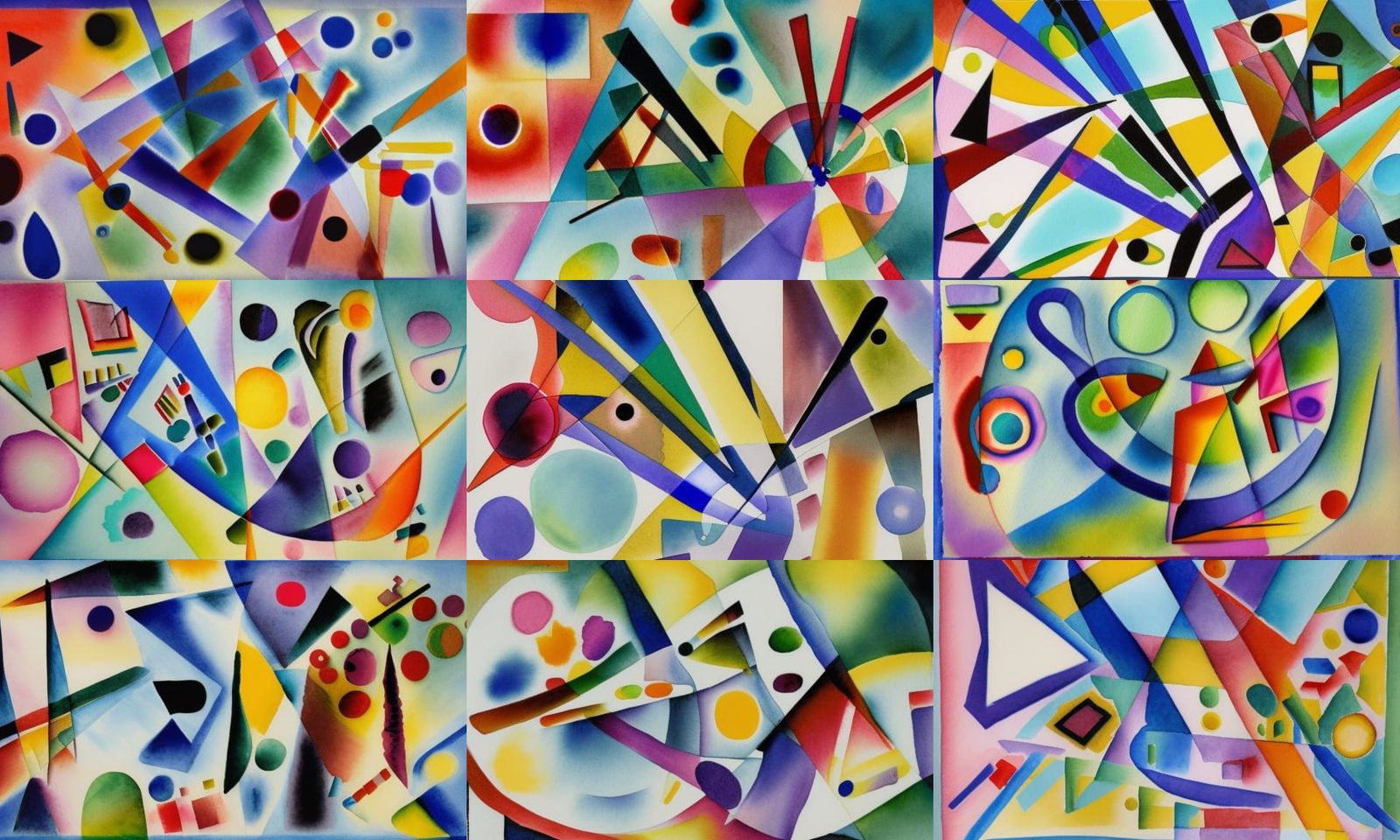 lonely party blurry amateur Kandinsky triadic colors collage watercolor ...