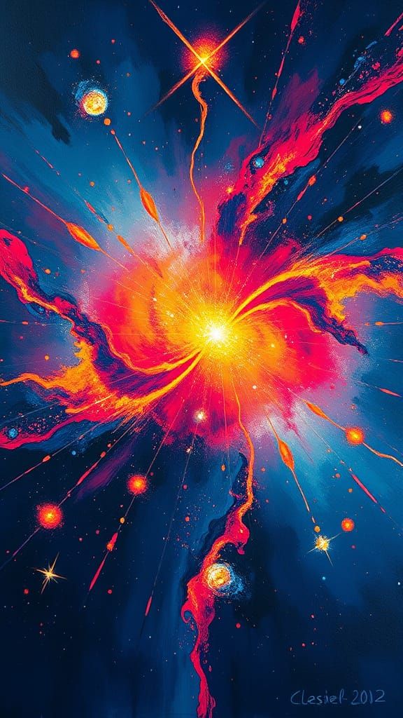 Cosmic Burst: Quasar Radiates Vibrant Colours in N... - AI Art